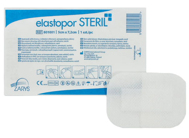 Pansement en non-tissé avec compresse absorbante elastopor STERIL x 100 ...